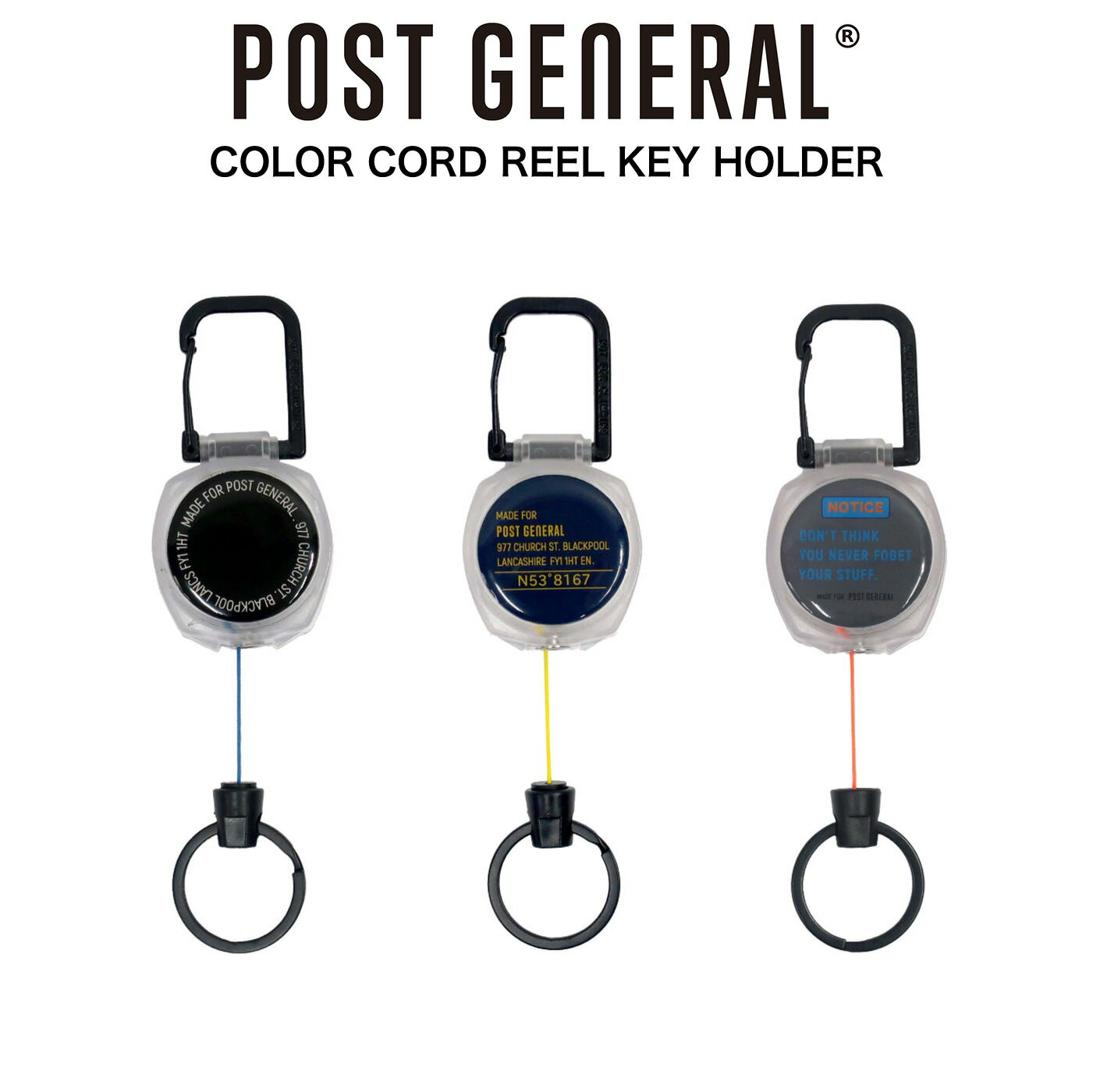 POST GENERAL(ポストジェネラル) COLOR CORD REEL KEY HOLDER / カラーコード リールキーホルダー 982570021 おしゃれ ユニセックス アウトドア セレクトショップムー 「COLOR CORD ...