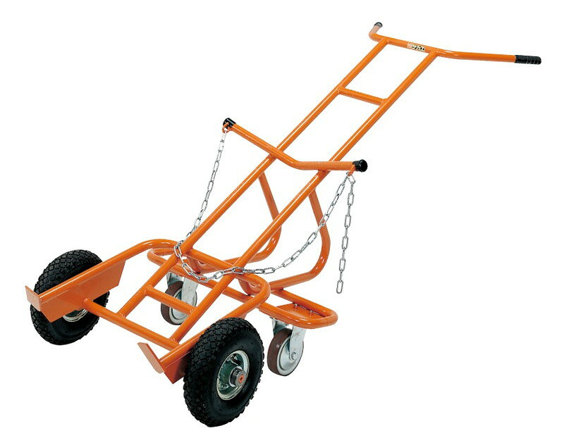 ≫ 商品詳細 ≪ ●ドラム缶専用の台車で容易に運搬 【仕様】 ●対応ドラム形式：200?JISドラム ●外寸：W700×D1640×H900mm ●カラー：オレンジ ●均等積載荷重：300kg ●質量：19.5kg ●キャスター：（前輪）2...