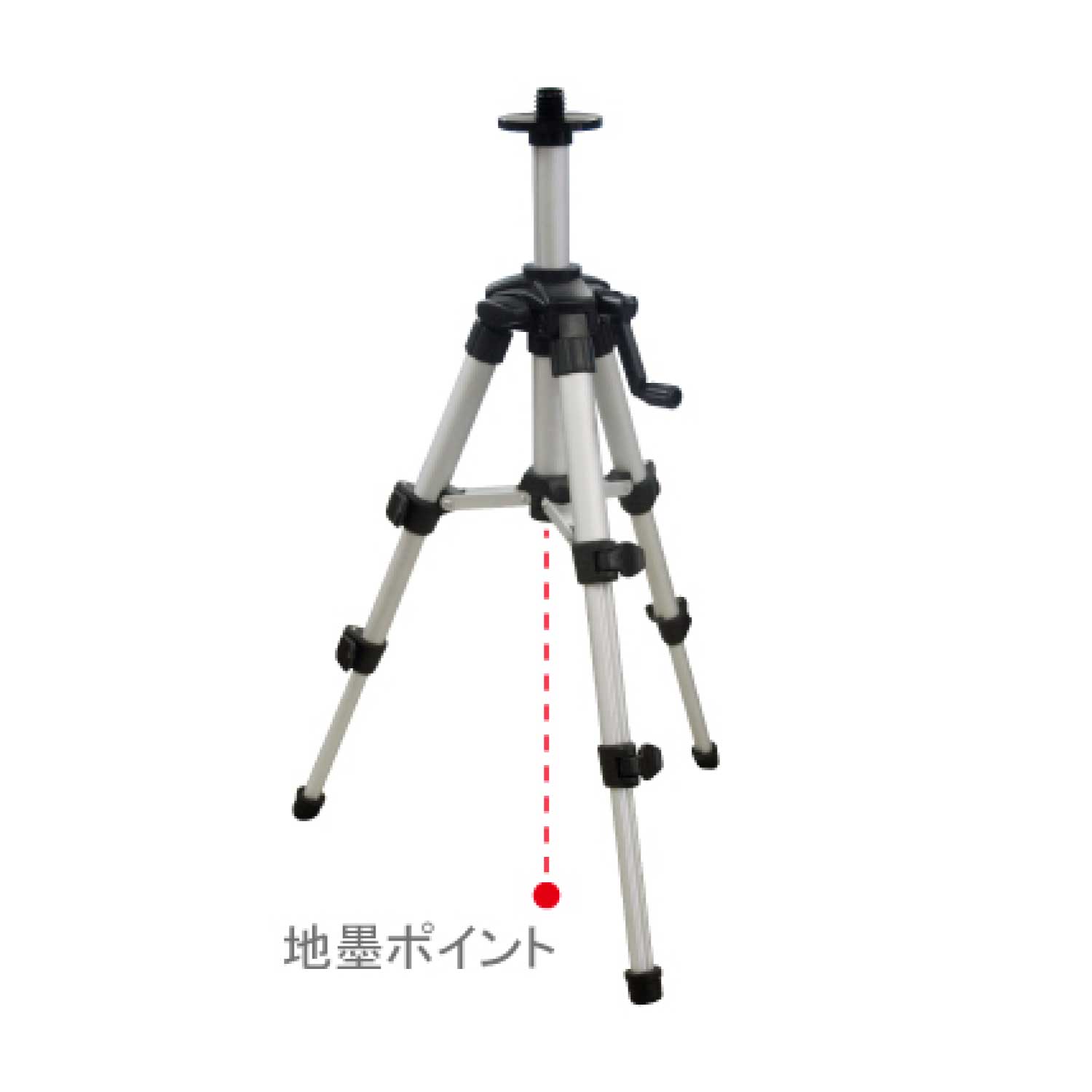 脚頭形状：平面 50mmφ接続ネジ径：5/8インチエレベーター昇降幅：75mmサイズ：全長 420mm　全縮 196mm重量：280g