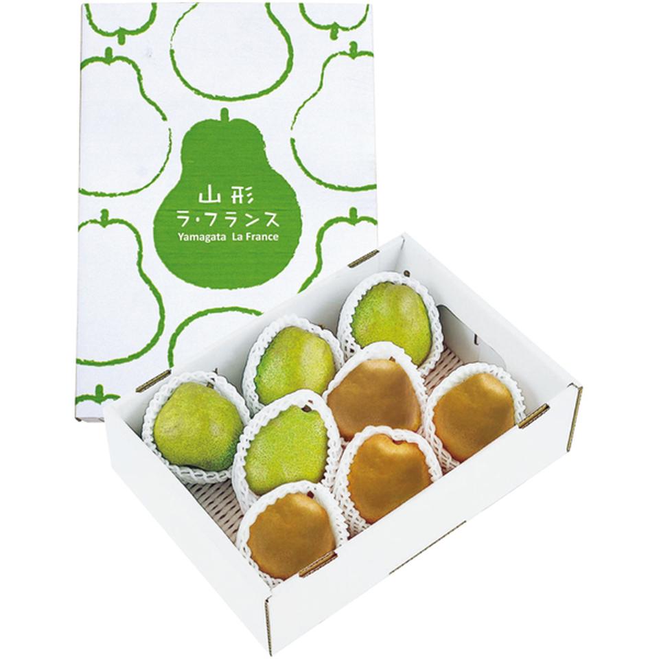 【冬の贈りもの】山形県産（上山市）金と青のラ・フランス（各4〜5個、計3kg以上）[大切な人に贈る、ほっとくつろぐ、とくべつな時間]【ご予約は12/24(水) 15時まで】青系と金系のラ・フランス、どちらもなめらかな食感、甘さの食べくらべで...