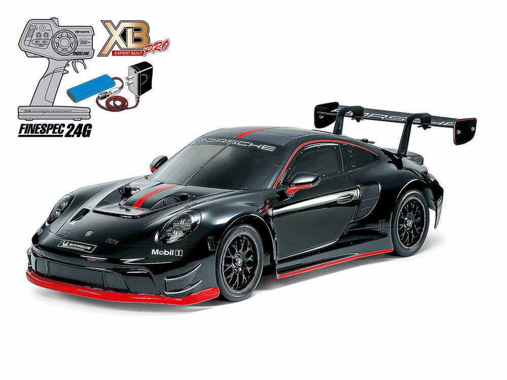 ★ポルシェの市販レーシングカー、911 GT3 R(992)が完成RCカーのXBでも登場。★ブラックをベースにレッドのストライプを各部に配した精悍なボディはポリカーボネート製。★シャーシはショートホイールベース仕様のシャフトドライブ4WD、...