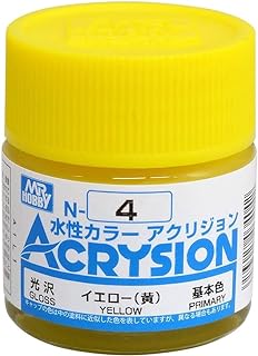 GSIクレオス 「アクリジョンカラー イエロー (黄) 光沢 10ml」 模型用塗料です。 アクリジョンは乾燥時間の遅さや塗膜の弱さ、有機溶剤による臭いの問題を解決し、安全性と塗装環境の改善を目指した新世代の水系エマルジョン塗料です。 【製...