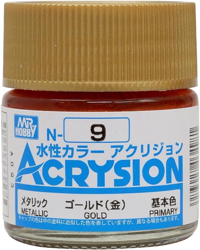 GSIクレオス 「アクリジョンカラー ゴールド (金) メタリック 10ml」 模型用塗料です。 アクリジョンは乾燥時間の遅さや塗膜の弱さ、有機溶剤による臭いの問題を解決し、安全性と塗装環境の改善を目指した新世代の水系エマルジョン塗料です。...