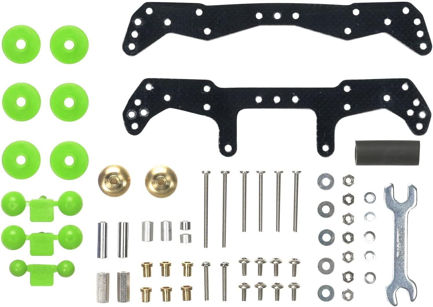 初心者向けパーツとして最適なファーストトライパーツセットのARシャーシ版。前後のFRPプレートはARシャーシに最適化した新規設計のワイドステー。ARシャーシ、ミニ四駆PRO、VS、スーパーXX、各車に使用可能です。