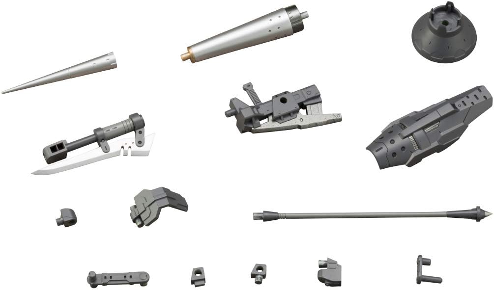 ウェポンユニットリニューアル第9弾。ランス・ダブルブレード（生産終了）に代わって登場するのは2種類の槍先を選択できる大型ランス。 円錐タイプの槍先はシルバー成型となり組み立てるだけでも見栄えの良い仕上がりとなります。グリップ部には可動ギミッ...