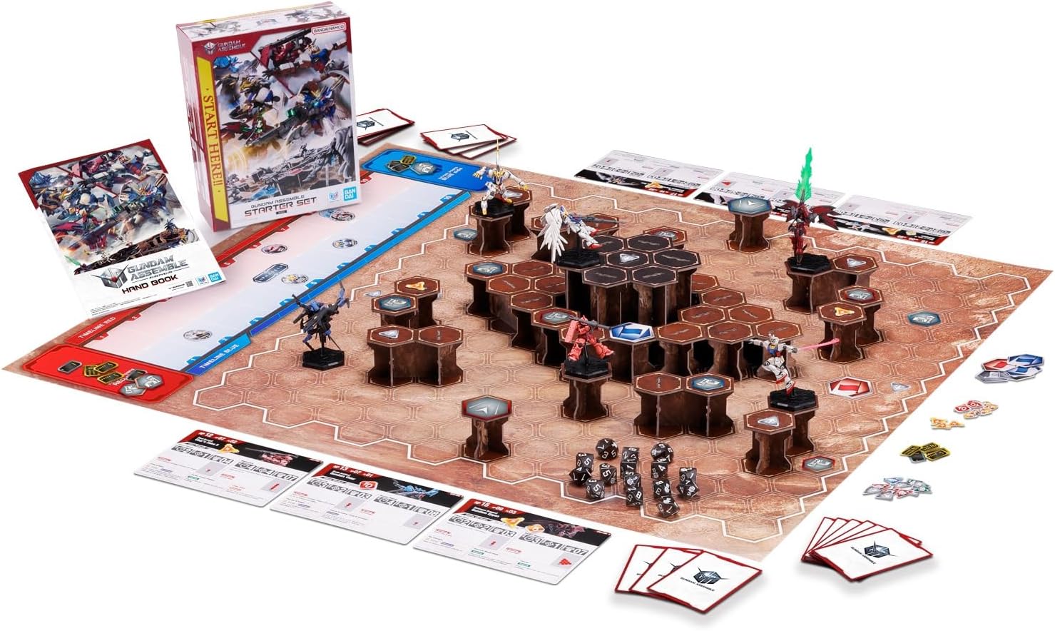 「BANDAI TABLETOP GAMES」の、約50mmサイズのガンプラを使用して バトルを行うミニチュアゲーム「ガンダムアッセンブル」より、STARTER SETが登場！ ■3vs3のゲームを始めるのに必要なものが一式入っているセット...