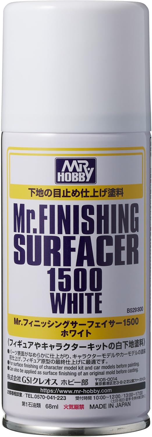 GSIクレオス 「Mr.フィニッシングサーフェイサー1500スプレー ホワイト 170ml」 ホビー用表面処理材です。 Mr.フィニッシングサーフェイサーはパーツ表面が滑らかに仕上がり、モールドも埋めにくいサーフェイサーです。 白色のフィニ...