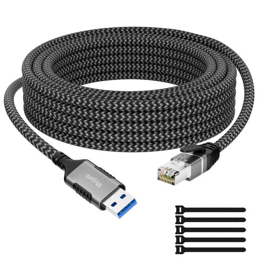 【直接接続】設定簡単、プラグアンドプレイ。アダプターなし、使用する方が便利です。USB Type-A変換RJ45イーサネットケーブル 1M は、コンピューターまたはデバイスをルーター、モデム、またはネットワークスイッチに直接接続してネットワ...