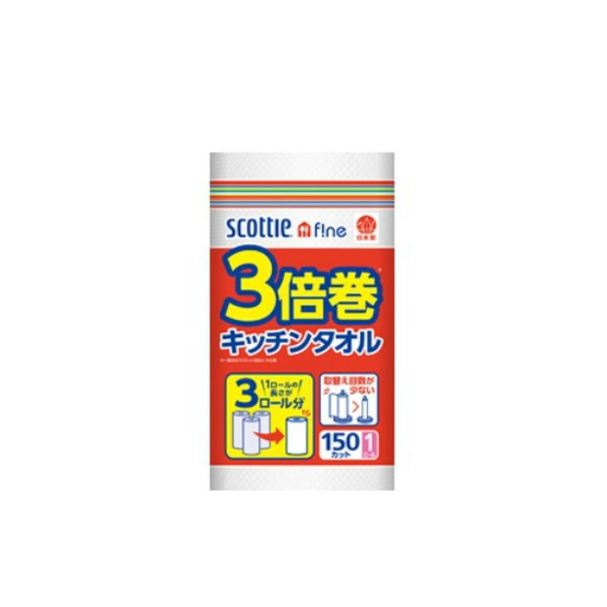 商品名：スコッティファイン　3倍巻キッチンタオル　150カット1ロール内容量：1個JANコード：4901750332358発売元、製造元、輸入元又は販売元：日本製紙クレシア株式会社原産国：日本商品番号：101-30267商品名：日本製紙 ス...