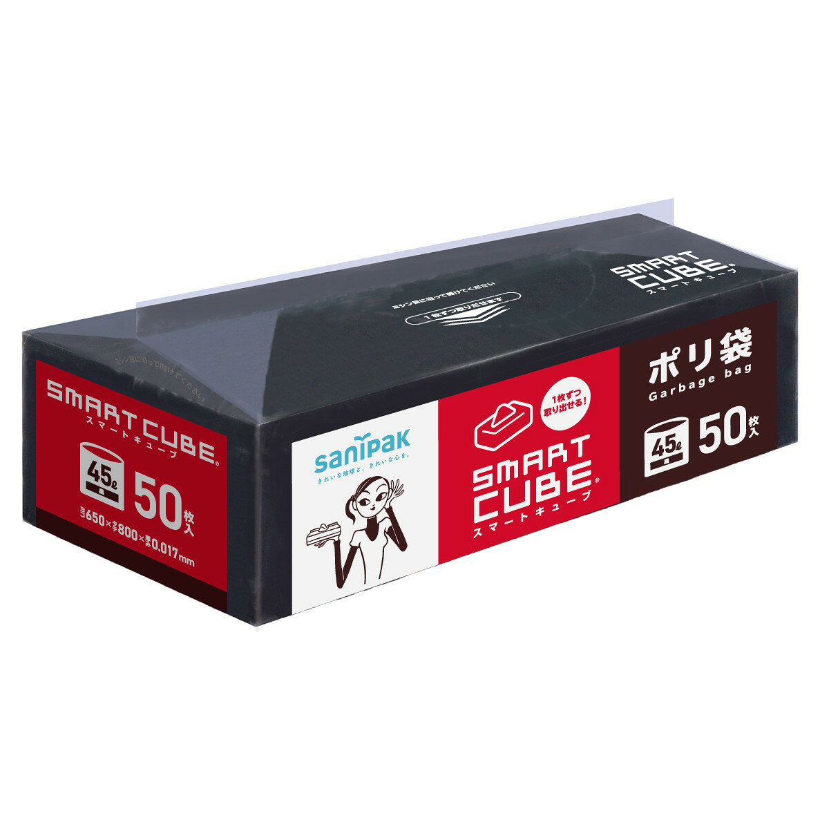 商品名：日本サニパック スマートキューブ 45L SC52 黒 50枚入 0.017mm内容量：50枚JANコード：4902393576529発売元、製造元、輸入元又は販売元：日本サニパック株式会社原産国：インドネシア商品番号：101-r0...