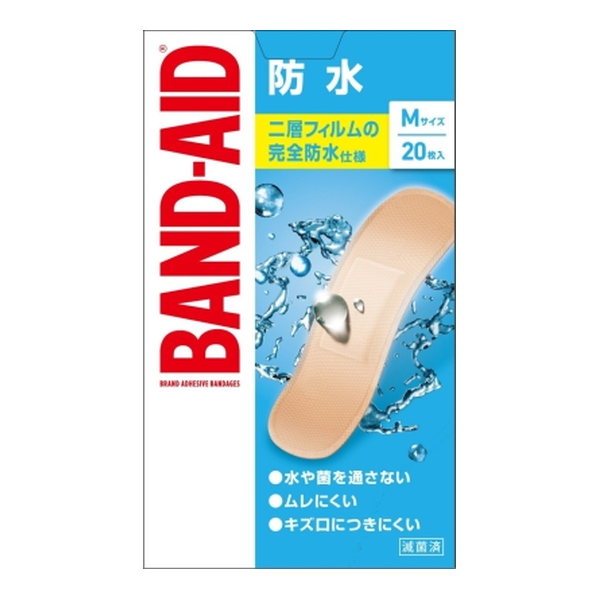 商品名：BAND-AID バンドエイド 防水 Mサイズ 20枚入内容量：20枚JANコード：4901730230155発売元、製造元、輸入元又は販売元：KENVUE(旧ジョンソン・エンド・ジョンソン コンシューマーヘルス)原産国：中華人民共...