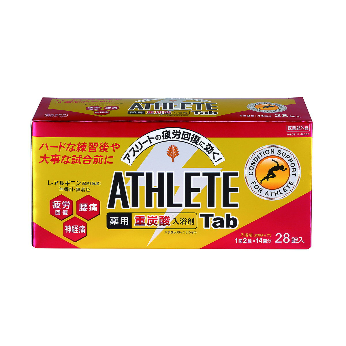 商品名：紀陽除虫菊 薬用 ATHLETE Tab 重炭酸 入浴剤 28錠入り内容量：28錠JANコード：4971902087535発売元、製造元、輸入元又は販売元：紀陽除虫菊原産国：日本区分：医薬部外品商品番号：101-r001-49719...