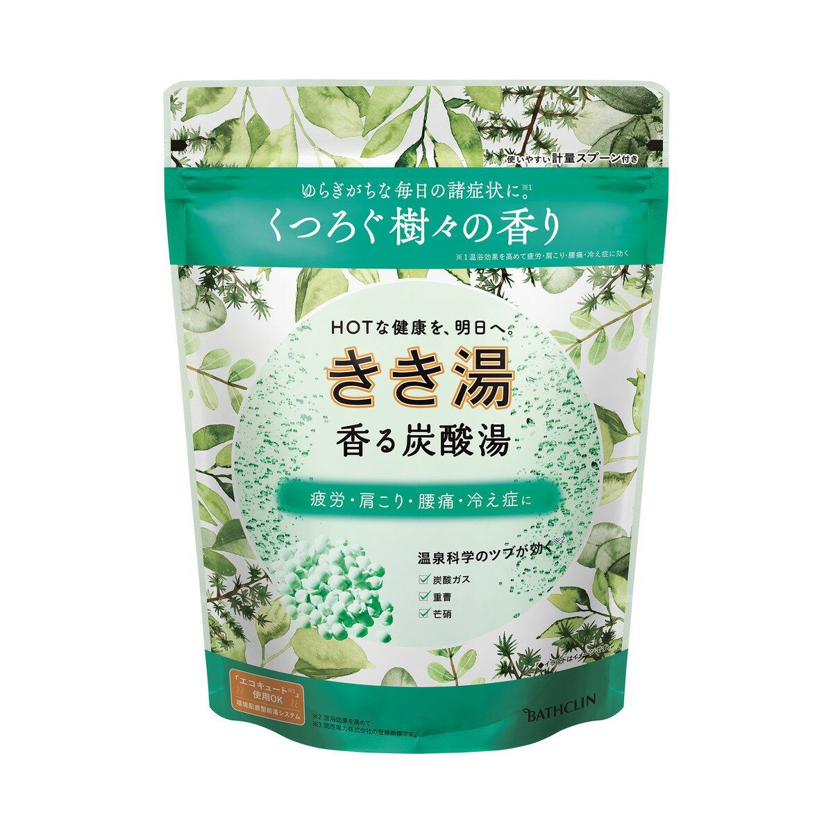 商品名：バスクリン きき湯 香る炭酸湯 樹々の香り 薬用 入浴剤 360g内容量：360gJANコード：4548514159877発売元、製造元、輸入元又は販売元：バスクリン原産国：日本区分：医薬部外品商品番号：101-r003-45485...