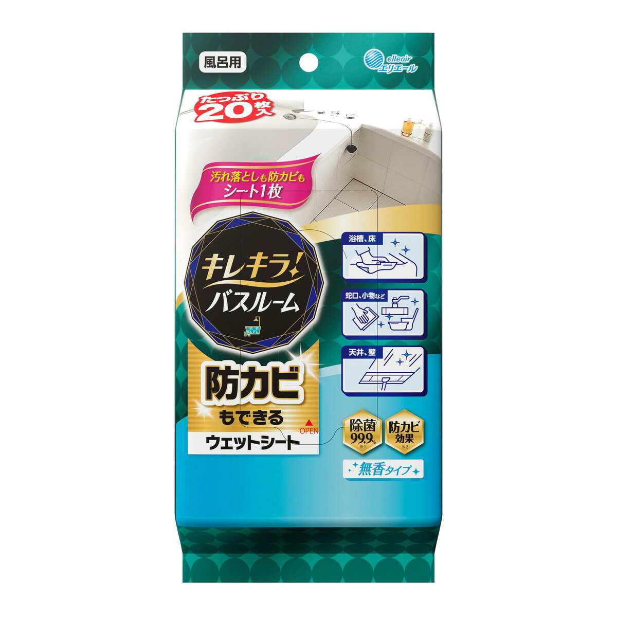 商品名：大王製紙 エリエール キレキラ! バスルームクリーナー 徹底キレイ ウエットシート 無香タイプ 20枚入 風呂用内容量：20枚JANコード：4902011108750発売元、製造元、輸入元又は販売元：大王製紙原産国：日本商品番号：1...
