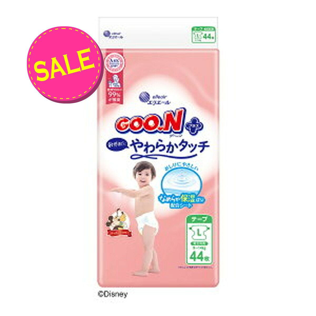 商品名：大王製紙 エリエール グーンプラス 敏感肌にやわらかタッチ テープ Lサイズ 44枚入り 男女共用 こども用紙おむつ内容量：44枚JANコード：4902011115512発売元、製造元、輸入元又は販売元：大王製紙原産国：日本商品番号...