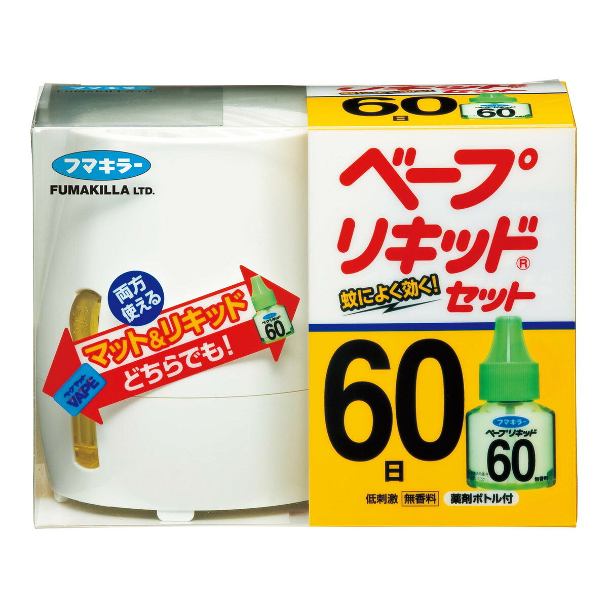 商品名：フマキラー ベープリキッド 60日セット内容量：1セットJANコード：4902424429855発売元、製造元、輸入元又は販売元：フマキラー株式会社原産国：中華人民共和国区分：防除用医薬部外品商品番号：101-k001-490242...