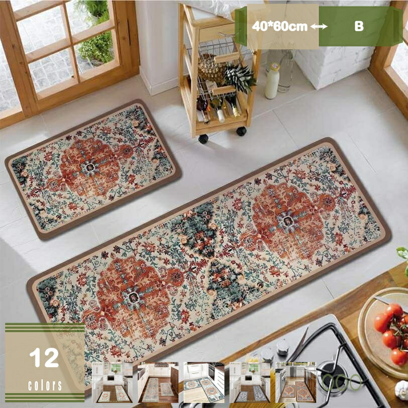 メイン素材：ポリエステル【サイズ】40*60cm、50*80cm、40*120cm、50*150cm、A=40*60+40*120cm、B=50*80+50*150cm。【ペルシャ風デザイン】先端の印刷技術より駆使され、平織り生地に繊細な画...