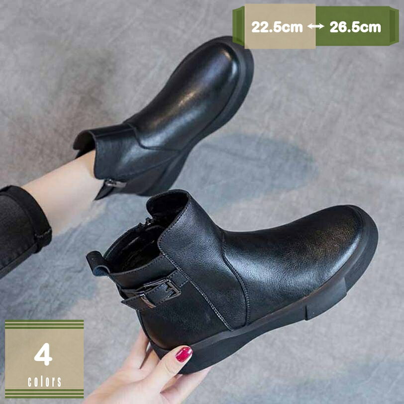 表地：牛革メイン素材：ゴムメイン素材：牛革　ソール素材：ゴム　留め具の種類：ファスナー　ヒールのタイプ：フラット　ヒールの高さ：4cm非常に柔軟な素材を採用しして、疲れた足ために持続的なマシュマロ風の快適さを提供し、筋肉疲労を軽減します。飽...