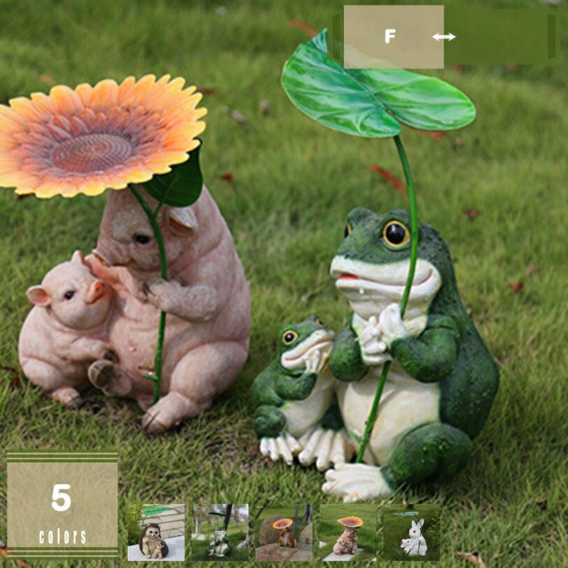 メイン素材：レジン▼それぞれ丁寧にデザインされており、鮮やかな画像とディテール、そして周囲によく調和する美しい色が特徴です。▼家、庭、テラス、庭、ポーチに非常に適しており、屋内、屋外、中庭の装飾に適しています。▼ガーデンオーナメントは技術の...