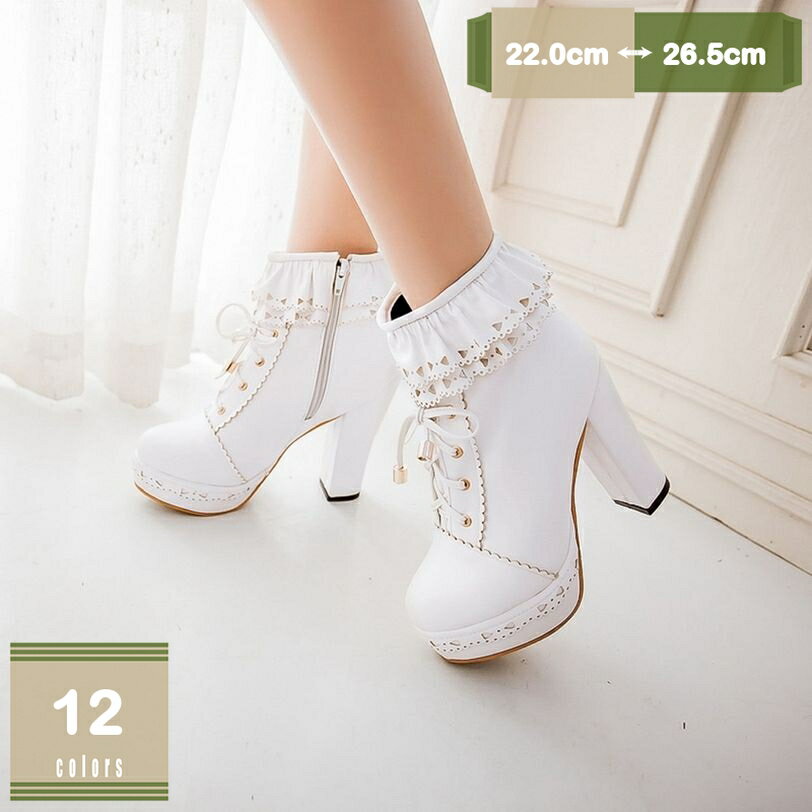 表地：puメイン素材：pu○ヒール：11cm 筒丈：10cm 前厚：3cm 筒周り：28cm 【カラー】：ホワイト ブラック パープル ピンク あんずいろ ブラウン 【サイズ】：34（22cm） 35（22.5cm） 36（23cm） 37...