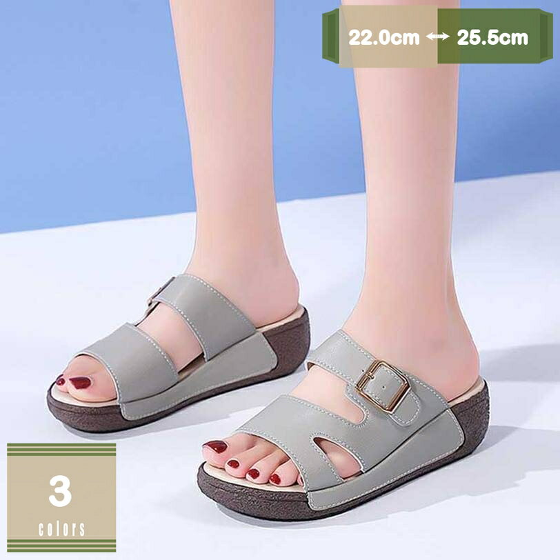 表地：合成皮革メイン素材：pu▲ 脱ぎ履きしやすくフィット感もあり歩きやすい！▲ 耐久性をアップし、滑り止めのソールを利用している。▲ つま先が開いたデザインで、凝ったネイルもしっかり見せられる。▲ 歩きやすいウェッジソールなのでいっぱい歩...