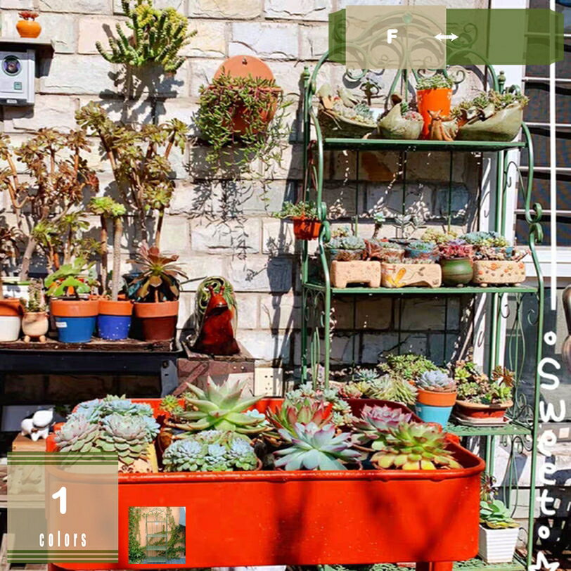 メイン素材：鉄【サイズ】長さ×幅×高さ：60*30*165cm（スタッフ採寸のため、若干の誤差が生じる場合がございます）【材質&デザイン】ガーデンラック全体が防錆塗装鉄パイプのデザインになっています。鉄スタンドは家の装飾スタイルに簡単に溶け...