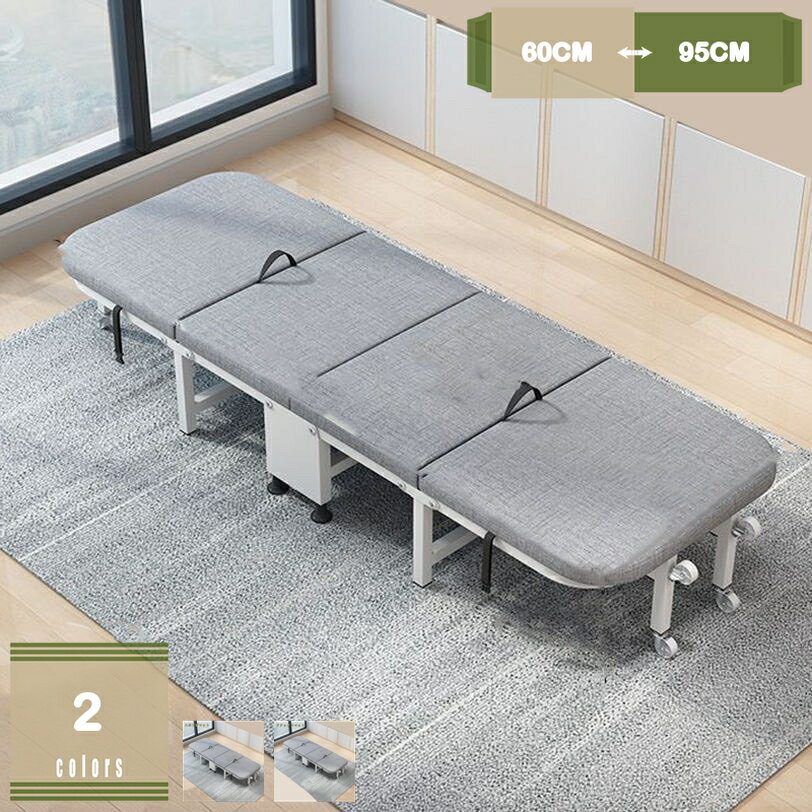 メイン素材：鉄、綿麻製画像に表示されているサイズをご参照ください。【コンパクトサイズ】コンパクトなシングルサイズなので、1人暮らしのお部屋にもぴったりです。使わないときはすき間に収納しておけます。必要なときにすぐ設置できるので、来客用のベッ...