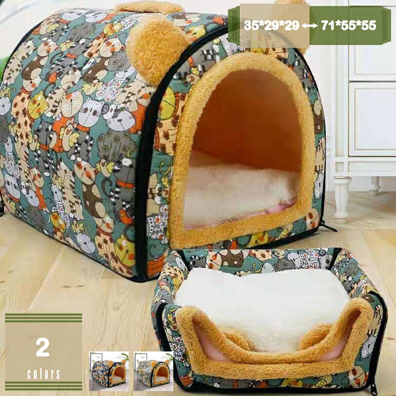 表地素材：合成繊維内部素材：パイル地詰め物素材：スポンジ☆【保温防寒設計】：もぐりこむ猫の習性で、ドーム型猫ベッドの入口の開口部が小さく設計されております、外の風を有効に遮断できます。起毛生地が保温性高く、しっかり熱量を閉じて、暖かくペット...