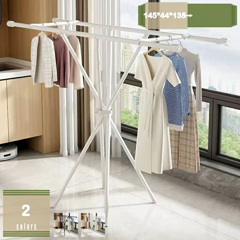 メイン素材：メタル【サイズ】：145*44*135 cm、材質：金属、カラー：ブラックホワイト※詳しいサイズ情報について、画像を参考にお願いします。【大容量】乾燥ラックは大容量で、衣服、ズボン、帽子、シーツ、寝具などを好きなだけ掛けることが...