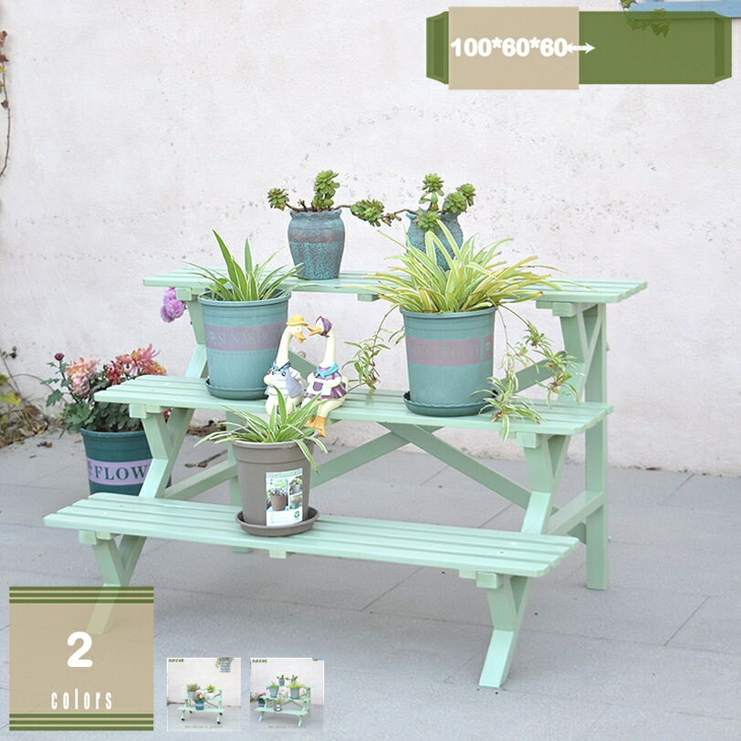 メイン素材：プラスチック【ガーデンフレーム】サイス(約)：幅100*奥行60*高さ60cm【天然木を使用】環境に優しい水性塗料を使用しています。【三層フラワースタンド】三層設計を採用するこのフラワースタンドは複数の植木鉢を配置することができ...