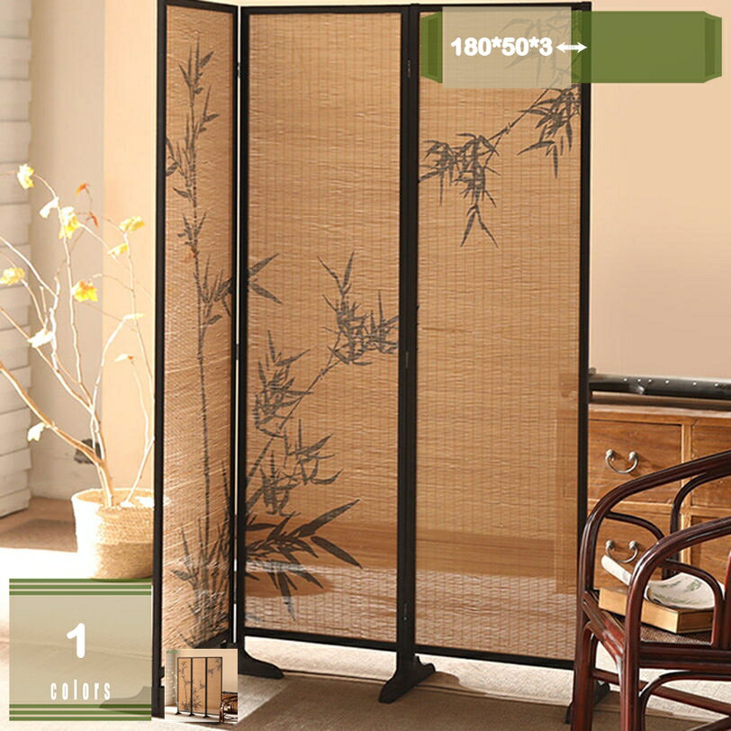 メイン素材：木「商品サイズ（cm）」： 高さ約180×幅約50　　　　パネル数：3連「天然素材を使用」】木のフレームと竹編みを使用し、手作業で編み上げられます。自然で環境に優しい、丈夫で長持ちします。「軽量収納設計」女性一人でもラクラク移動...