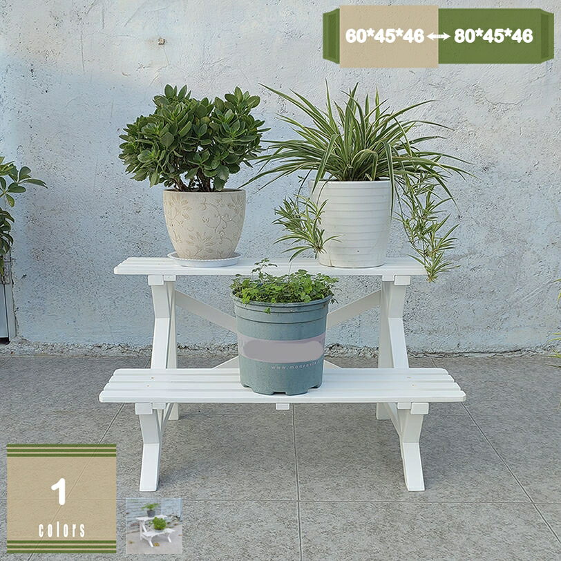 メイン素材：木【ガーデンフレーム】サイス(約)：幅60*奥行45*高さ46cm　 幅80*奥行45*高さ46cm　【天然木を使用】環境に優しい水性塗料を使用しています。【二層フラワースタンド】二層設計を採用するこのフラワースタンドは複数の植...