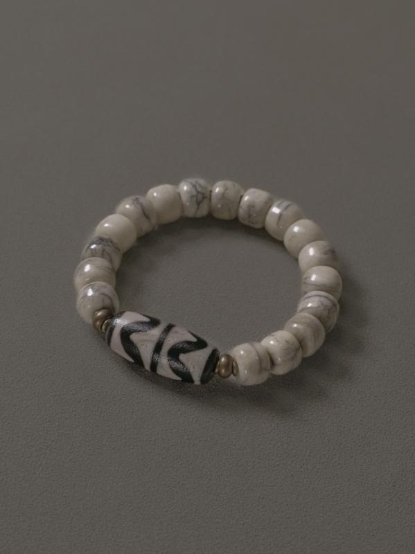 ブレスレット メンズ レディース 大人 カップル ペア アクセサリー レトロ チャイナ風 普段使い 外出用 白牛骨 ビーズ チャーム おしゃれ