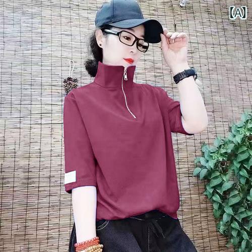 楽天市場】ハーフジップ 半袖 レディース(Tシャツ・カットソー 楽天市場】ハーフジップ 半袖 レディース(Tシャツ・カットソー