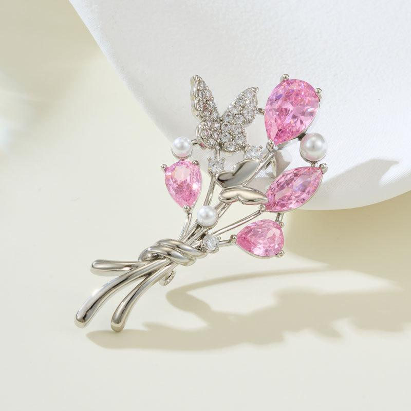 ・カテゴリ: ブローチ・スタイル: 軽奢、ファッション通勤・主な素材: 銅・加工方法: 電鍍・柄: 花柄、花束・用途: 装飾・対象: レディース