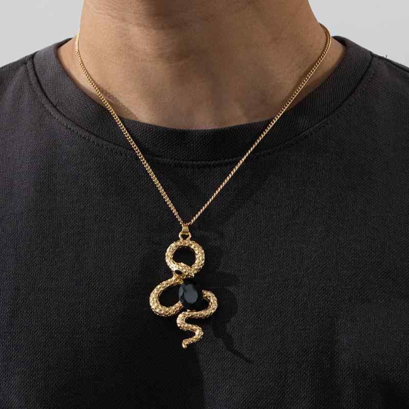 ・カテゴリ: ネックレス・スタイル: 個性的なデザイン・素材: 合金・モチーフ: 蛇・カラー: ゴールド・全長: 51〜60cm・重量: 約15g・加工方法: 電気メッキ・チェーンスタイル: 通常チェーン・対象: 男性