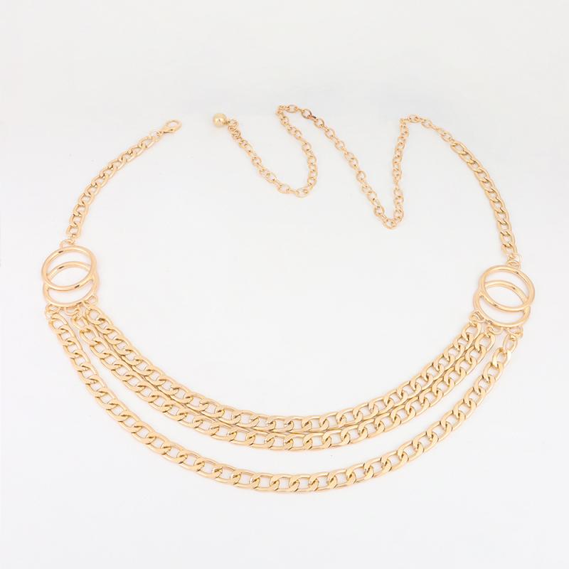 ・カテゴリ: ウエストチェーン・性別: ユニセックス・対象年齢: 成人・素材: 金属・デザイン要素: ヒップホップ・カラー: ゴールド・スタイル: 万能・ベルト周回数: 多連・長さ: 60-80cm・特徴: 多層アルミ製