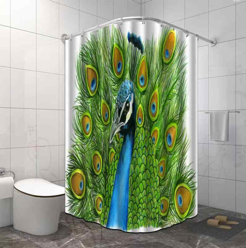・カテゴリ: シャワーカーテン・スタイル: アニマル・主な素材: ポリエステル・柄: クジャク・機能: 防水・取り付け方法: 穴あけ不要・サイズ展開: 90cm x 180cm、120cm x 180cm、150cm x 180cm、180...