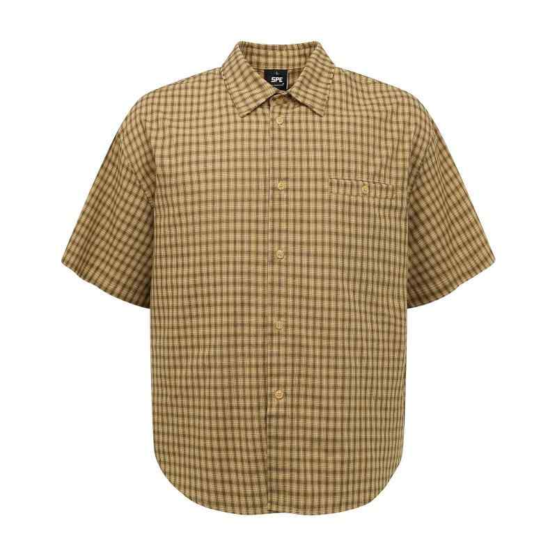 ・カテゴリ: シャツ・スタイル: アメリカンヴィンテージ・タイプ: 開襟・主な素材: 綿100%・ネックライン: 襟付き・袖丈: 半袖・柄: チェック・厚さ: 標準・ディテール: ポケット付き・着用シーン: カジュアル・カラー展開: イエロ...