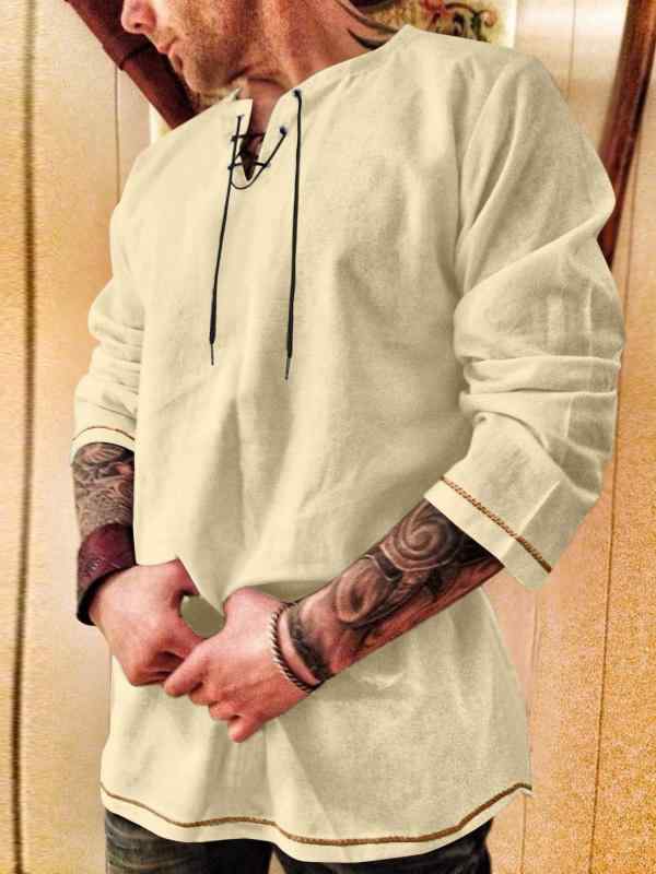 ・カテゴリ: シャツ・スタイル: パンク・主な素材: 綿混紡、綿81〜90%・機能: 耐摩耗・生地番手: 40番手・フィット: ルーズフィット・ネックライン: 丸襟・袖丈: 長袖・柄: 無地・厚さ: 普通・デザイン: 切り替え、パッチワーク...