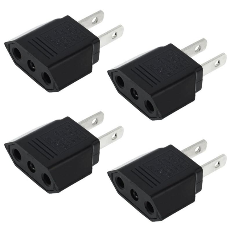 4個セット変換プラグ125-250V 国際 6A 日本用 日本 丸型 平型変換プラグ 国内用変換プラグ C→Aコンパクトな携帯用プラグ変換器、高い互換性で海外旅行に最適便利なセット：ヨーロッパ Cタイプ 丸ピンから日本仕様 Aタイプへの変換...