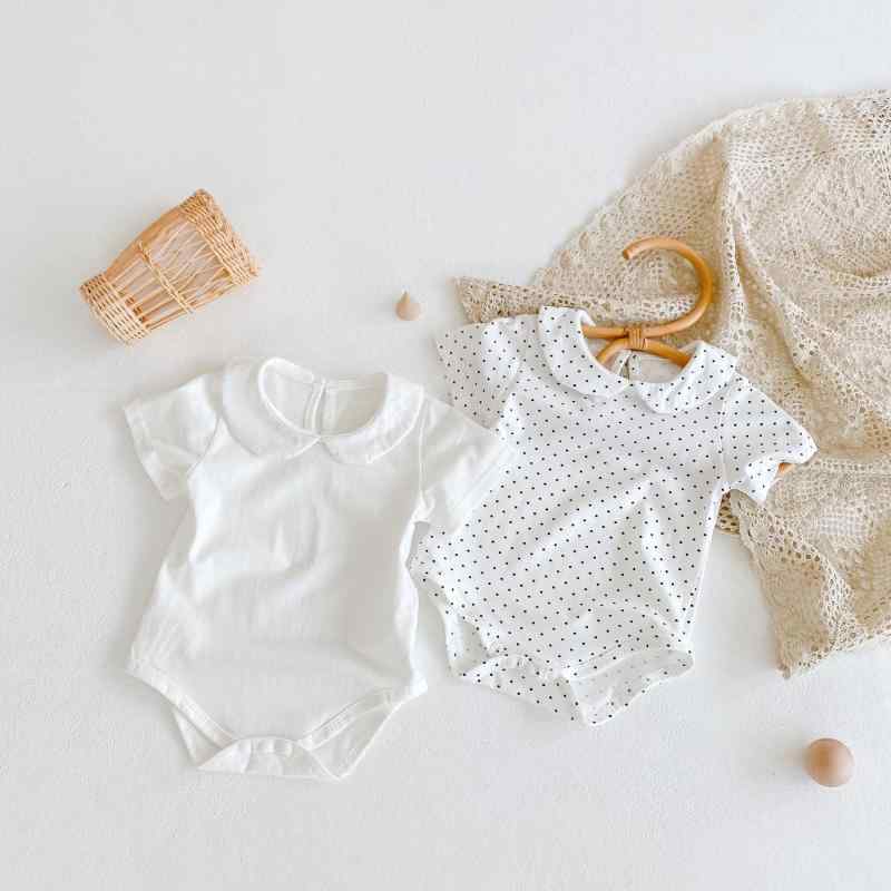 ・カテゴリ: ロンパース・主な素材: 綿95%・対象年齢: 乳幼児(1～3歳)・性別: 女の子・袖丈: 半袖・厚さ: 普通・留め具: 前開きボタン・スタイル: 欧米風・カラー展開: オフホワイト、ドット柄・サイズ展開: 66cm, 73cm...
