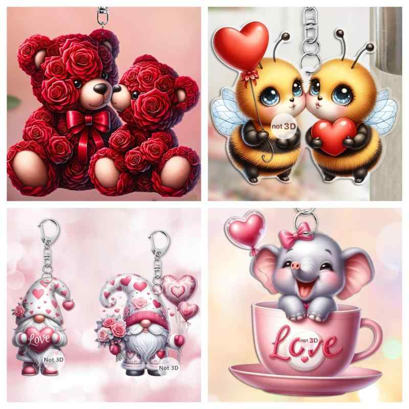 ・処理方法: 印刷・素材: アクリル・種類: キーホルダー・スタイル: レトロ・用途: 車載用オーナメント・柄: 天使・人気モチーフ: 蜂、いちごくま、くま・スタイル区分: フレッシュ＆スウィート・人気モチーフ区分: 動物