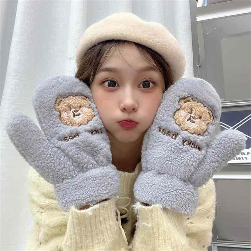 ・機能: 保温・スタイル: ミトン手袋・カラー展開: グレー、オフホワイト、カーキ・サイズ展開: フリーサイズ・スタイル: ファッション通勤・加工方法: 刺繍・カテゴリ: 服飾手袋・流行要素: 動物、漫画、人物