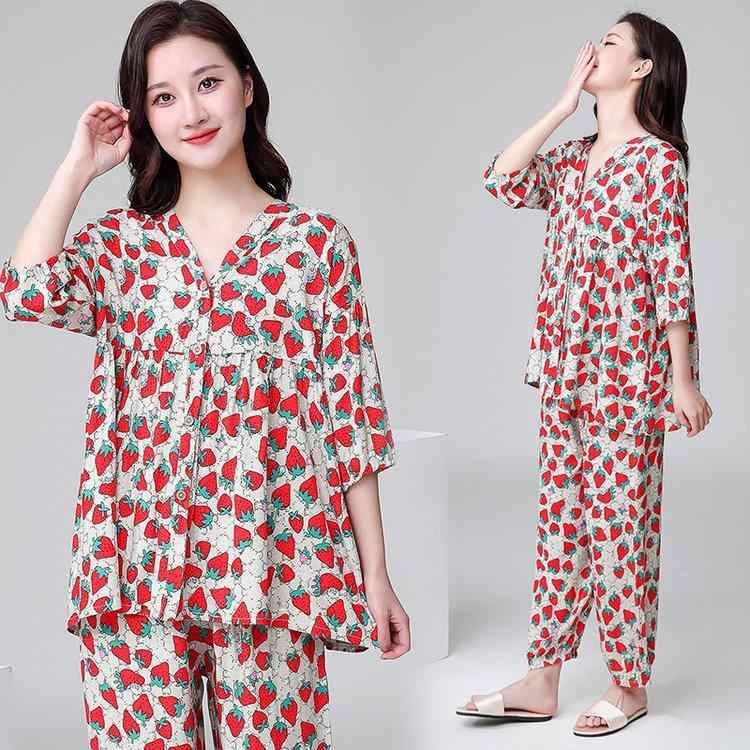 ・カテゴリ: セットアップ・主な素材: ビスコース繊維95%以上・スタイル: カーディガン・デザインテイスト: 韓国風・生地の厚さ: 薄手・袖丈: 七分袖・特徴: 通気性、涼感、快適・着用シーン: 部屋着、お出かけ・対象: ミドルエイジ女性...