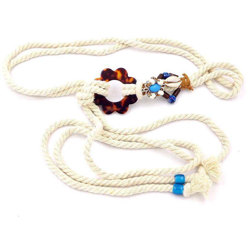 ・カテゴリ: 腰チェーン・対象性別: 女性・対象年齢: 成人・素材: 綿ロープ・人気要素: 編み込み・カラー展開: ブラック、ホワイト、ブラウン、カーキ・スタイル: オールシーズン・ベルトタイプ: シングルループ