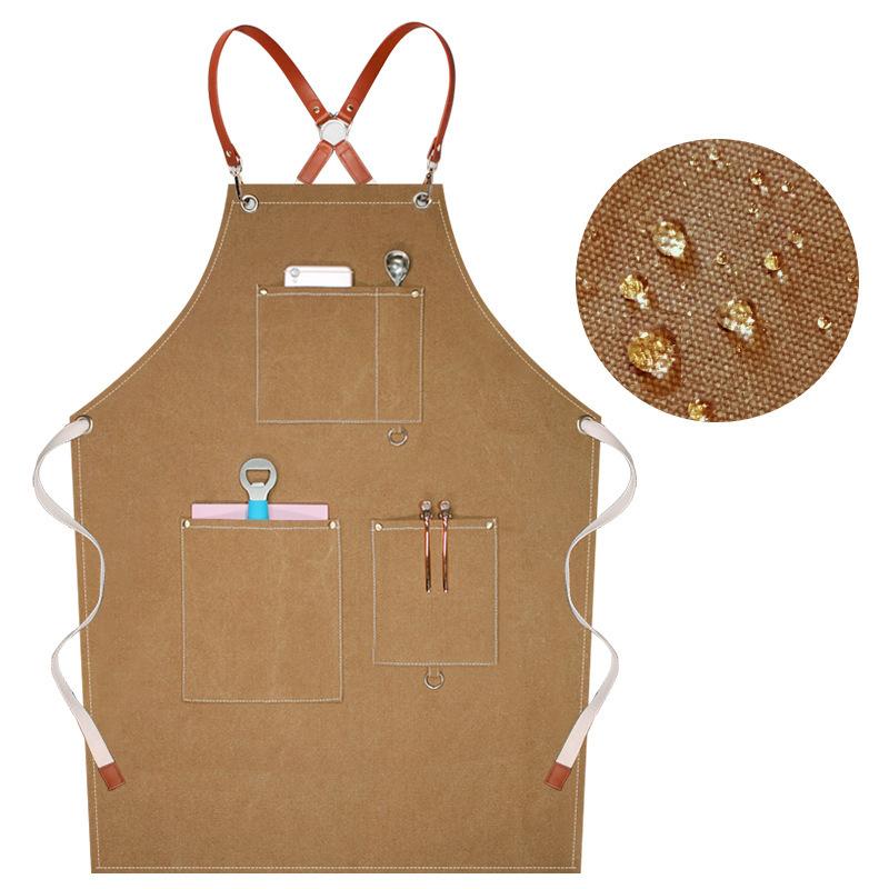 ・カテゴリ: エプロン・エプロンタイプ: スリーブレス・用途: 防水・主な素材: キャンバス・サイズ: フリーサイズ・スタイル: 韓国風・柄: 無地・カラー展開: ブラック、ブルー、キャメル、グレー、ブラック＆グレー