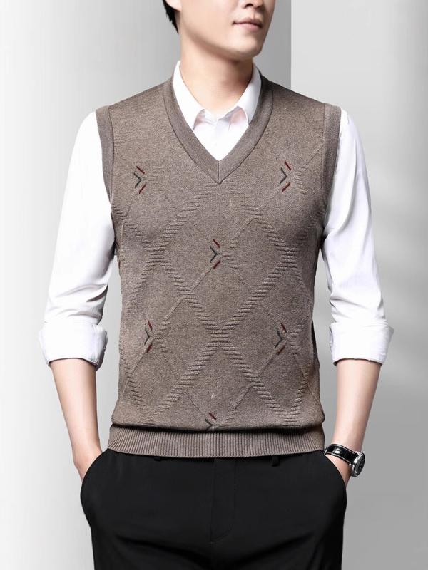 ・カテゴリ: ビジネス・スタイル: ベーシック・デザイン: プルオーバー・ネックライン: Vネック・袖丈: ノースリーブ・シルエット: ルーズフィット・厚さ: 普通・主な素材: ウール71～75%・加工: ノーアイロン・シーン: デイリー・...