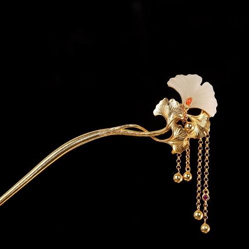 ・スタイル: レトロ・ギフトシーン: 旅行記念、引越し、展示会・モチーフ: 銀杏の葉・カテゴリ: 髪飾り