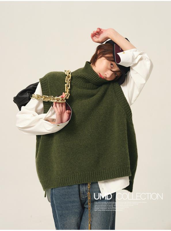 ・カテゴリ: ベスト・デザイン: プルオーバー・着丈: 標準丈・ネックライン: ハイネック・デザインポイント: リブ・主な素材: ウール95%以上・カラー展開: グリーン、ホワイト、グレー・サイズ展開: M、L、XL・テイスト: カジュアル...